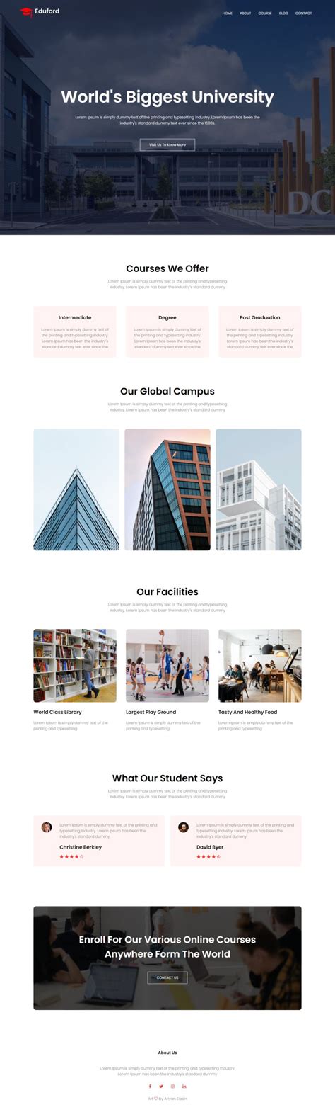 ariyan eiasin on linkedin university website is meticulously crafted using a blend of html css…