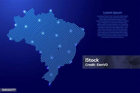 브라질 미래의 동심원 파란색 원과 배너 포스터 인사말 카드에 대한 빛나는 별의지도 브라질에 대한 스톡 벡터 아트 및 기타 이미지