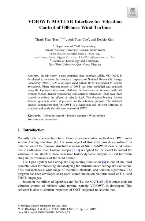 Pdf Vc4owt Matlab Interface For Vibration Control Of Offshore Wind