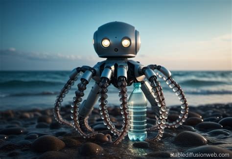 Octopus Shaped Robot Collecting Sea Plastic Stable Diffusion Online
