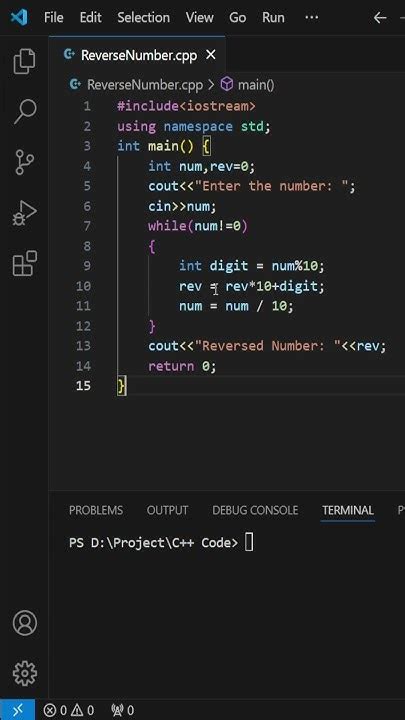 Reverse A Number In C In 60 Seconds 🚀 Codingshorts Cplusplus Youtube