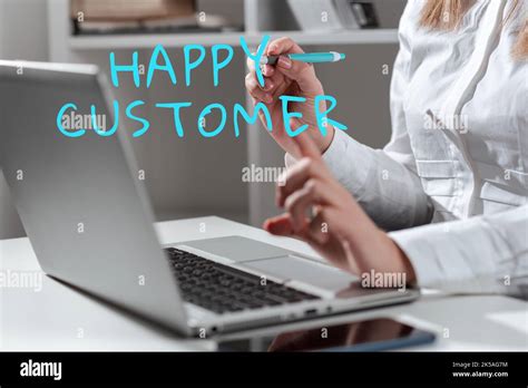 Text Caption Presenting Happy Customer Business Showcase Highest Satisfaction Rate With The