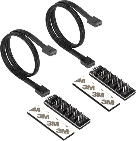 cerrxian 4 pin pwm fan hub 5 way splitter 1 to 5 pc case internal motherboard 4 pin 3pin fan