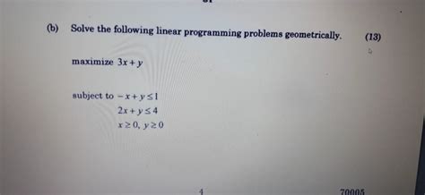 B Solve The Following Linear Programming Problems Geometrically