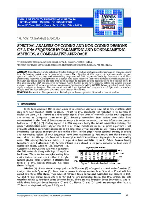 Pdf Spectral Analysis Of Coding And Non Coding Regions Of A Dna Sequence By Parametric And