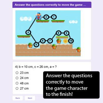 Pythagorean Theorem Digital Board Game Google Forms By WhooperSwan