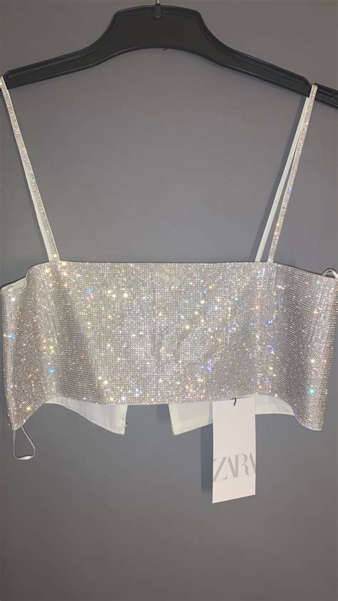 Zara Sparkle Top Sparkle Crop Top Hen Do Outfits Long Dress Fashion