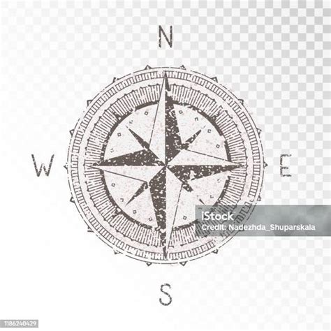 빈티지 텍스처 나침반 또는 바람 장미와 투명 한 배경에 그런 지 텍스처 요소와 벡터 그림 0명에 대한 스톡 벡터 아트 및 기타 이미지 0명 경도 골동품 Istock