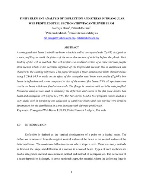 Pdf Deflection And Stress Analysis Of A Beam On Different Elements Using Ansys Apdl Victor