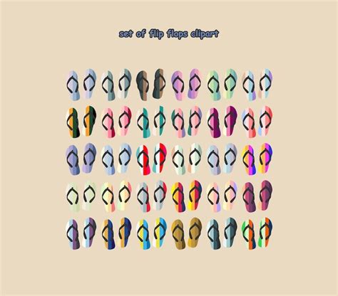 플립 플롭 클립 아트 세트 프리미엄 벡터