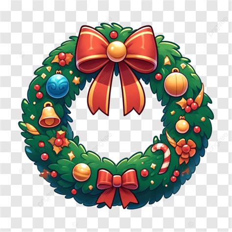 메리 크리스마스 화려한 화환 만화 스타일 크리스마스 화환 크리스마스 화환 클립 아트 장식 크리스마스 화환 아이디어 Png 일러스트 및 이미지 에 대한 무료 다운로드