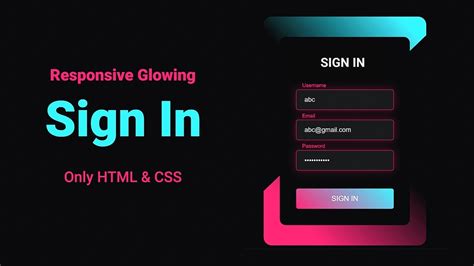 2025 Glowing Sign In Page Tutorial Responsive Html Css Design Neon Effects Mzcode01