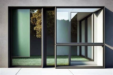 Premium Photo Modern Square Aluminium Windows With Thin Frames In Small Sizes Generative Ai