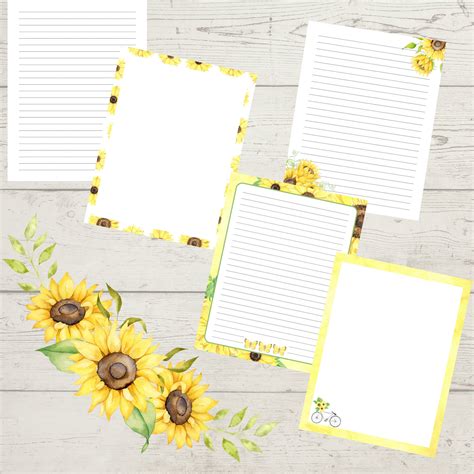Sunflower Stationery Printable Sunflower Stationery Sunflower