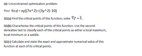 solved unconstrained optimisation problem your f x y