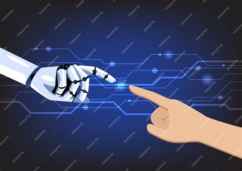 Premium Vector Artificial Robot Hand Touch Human Hand