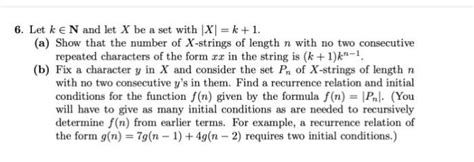 Solved 6 Let K∈n And Let X Be A Set With ∣x∣k1 A Show