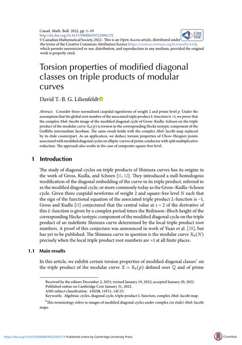 Pdf Torsion Properties Of Modified Diagonal Classes On Triple
