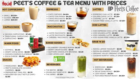 Peets Coffee And Tea Menu With Prices Order Online Delivery
