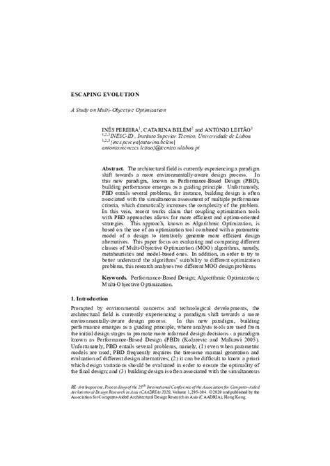 Pdf Escaping Evolution A Study On Multi Objective Optimization