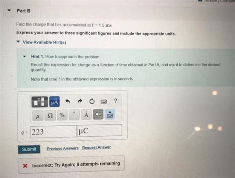 Solved Review Constant Part B Find The Charge That Has Chegg