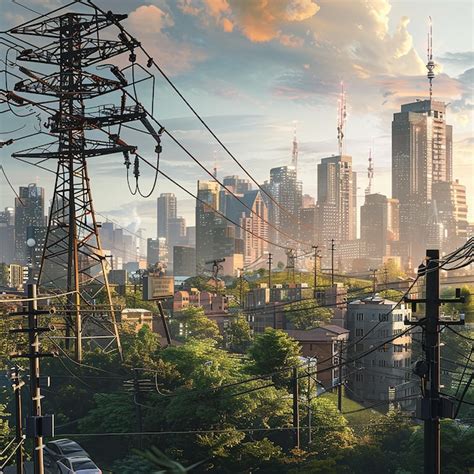 Smart Energy Grid With Interconnected Power Sources Premium Ai Generated Image