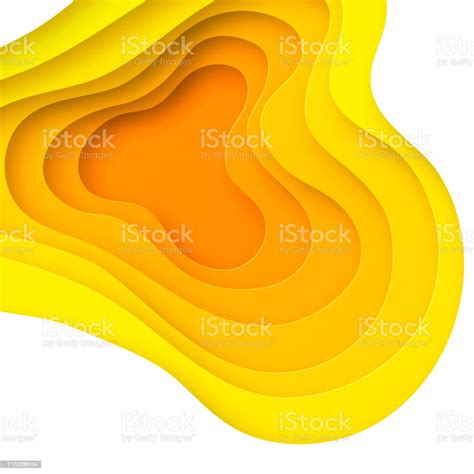 종이 컷 배경입니다 오렌지 노란색 추상파 모양 트렌디 한 3d 디자인 3차원 형태에 대한 스톡 벡터 아트 및 기타 이미지 3차원 형태 곡선 공란 Istock