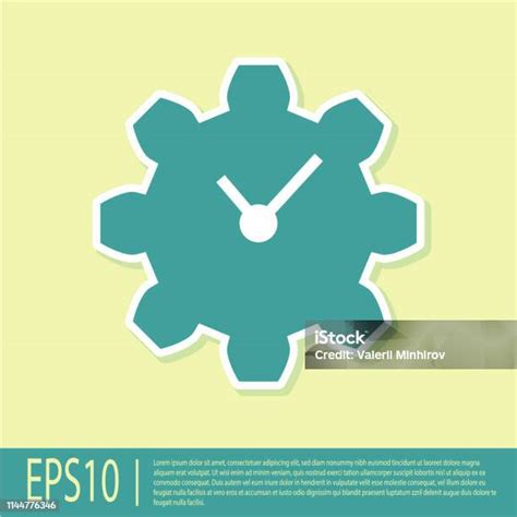 녹색 시간 관리 아이콘 노란색 배경에 고립 시계 및 기어 기호입니다 생산성 기호입니다 벡터 일러스트 0명에 대한 스톡 벡터 아트 및 기타 이미지 Istock