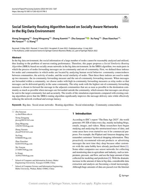 Social Similarity Routing Algorithm Based On Socially Aware Networks In