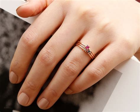 Ruby Ring Engagement Ring Simple Ruby Ring Solid 14k Gold Etsy