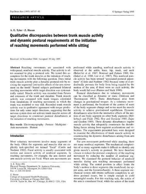Qualitative Discrepancies Between Trunk Muscle Activity And Dynamic Postural Requirements At The