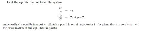 Solved Find The Equilibrium Points For The System My Chegg