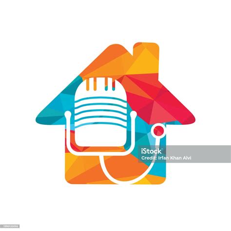 닥터 팟 캐스트 벡터 로고 디자인 청진기 및 마이크 일러스트 기호 개념에 대한 스톡 벡터 아트 및 기타 이미지 개념 개념과