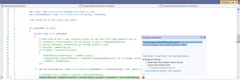 Exception Thrown When Left Clicking The Graphing Calulator Demo Graph Issue Microsoft