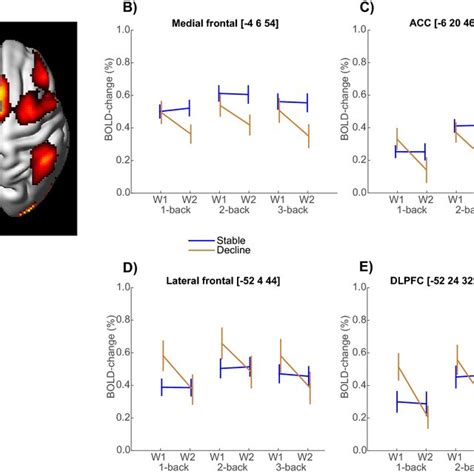 Functional Brain Activity During N Back Tests Of Wm A Brain Regions