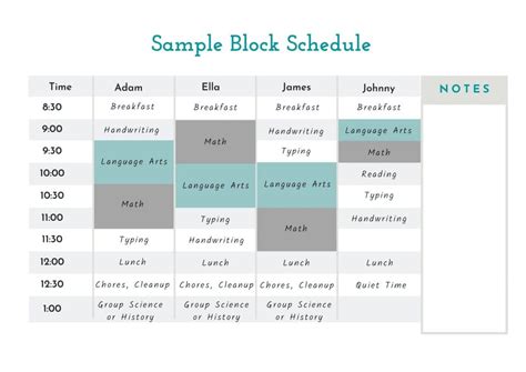 sample homeschool schedules block scheduling homeschool schedule