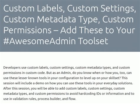 Custom Labels Custom Settings Custom Metadata Type Custom