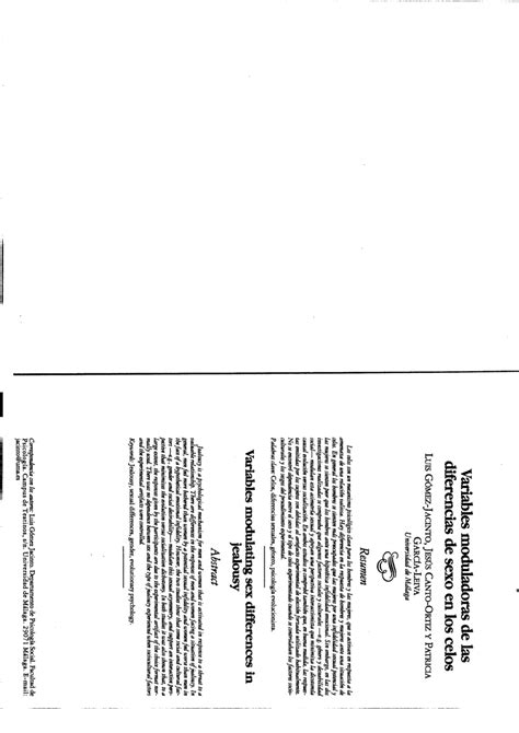 Pdf Variables Moduladoras De Las Diferencias De Sexo En Los Celos