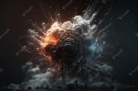 Premium Photo Atomic Particles Black Smoke Explosion Ai Generated Art