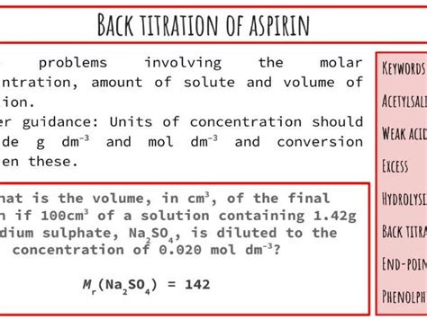 Back Titration Of Aspirin Lesson Pack Teaching Resources