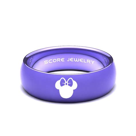 Minnie Mouse Ring 8mm Purple Tungsten Ring Minnie Mouse Design