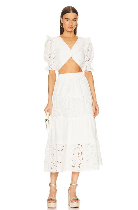 Line And Dot Pixie Knot Top And Skirt Set In White 27 Dresses And Co