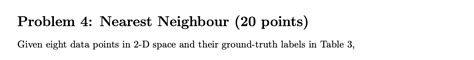 Solved Table 3 2 D Data Pointsproblem 4 Nearest Neighbour