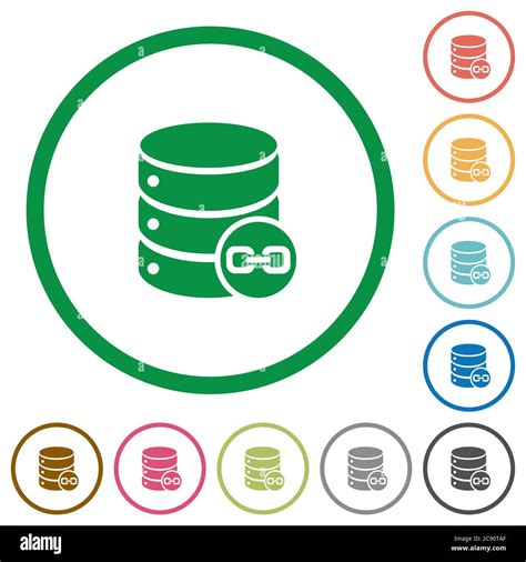 Joined Database Tables Flat Color Icons In Round Outlines Stock Vector