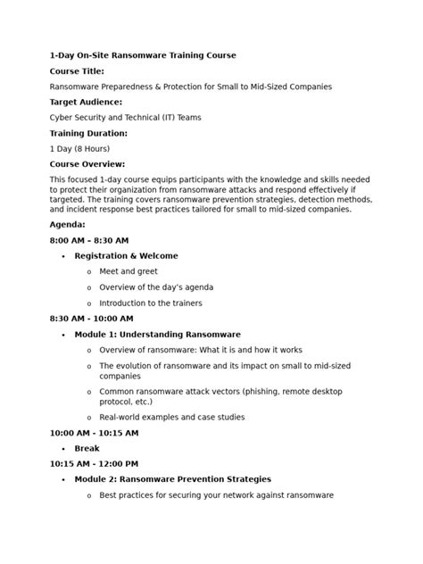 Cyb Ransom 1day Ransomware Preparedness And Protection For Small To Mid Sized Companies Pdf