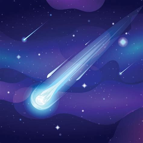 Comet Falls With Blue Fire Trail In The Starry Sky Space Comets