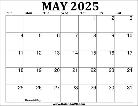May2025 Calendar Printable King Printables