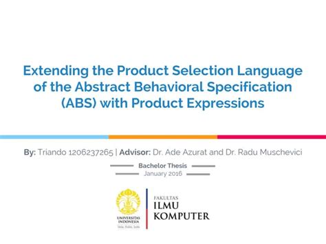 Extending The Product Selection Language Of The Abstract Behavioral