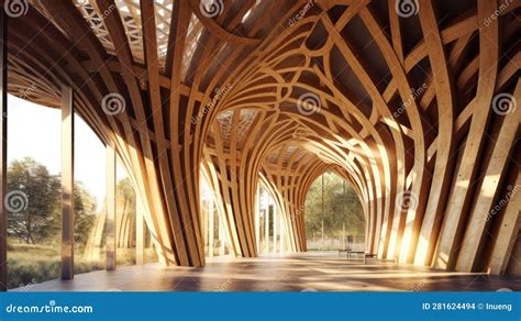 Timber Library Structures In A Parametric Design Generative Ai Stock