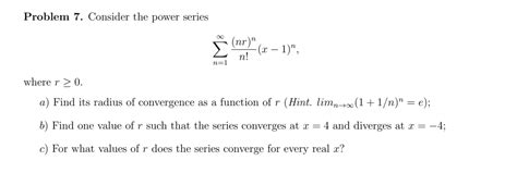 Solved Problem Consider the power series Ĉ nor x Chegg